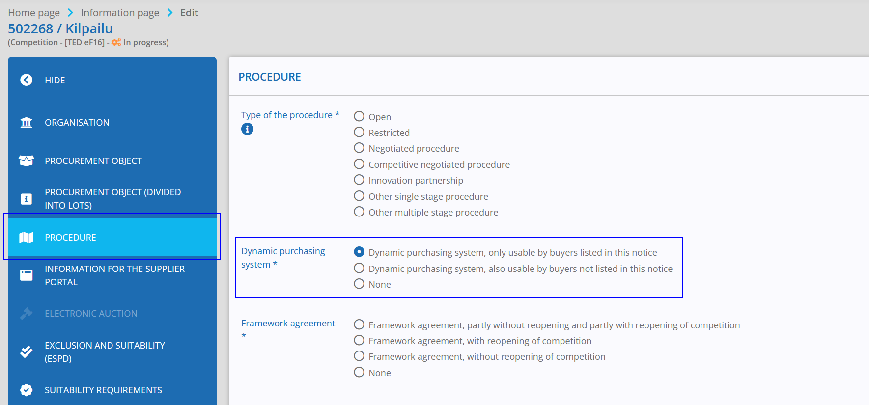 Setting up a dynamic purchasing system – Support Portal